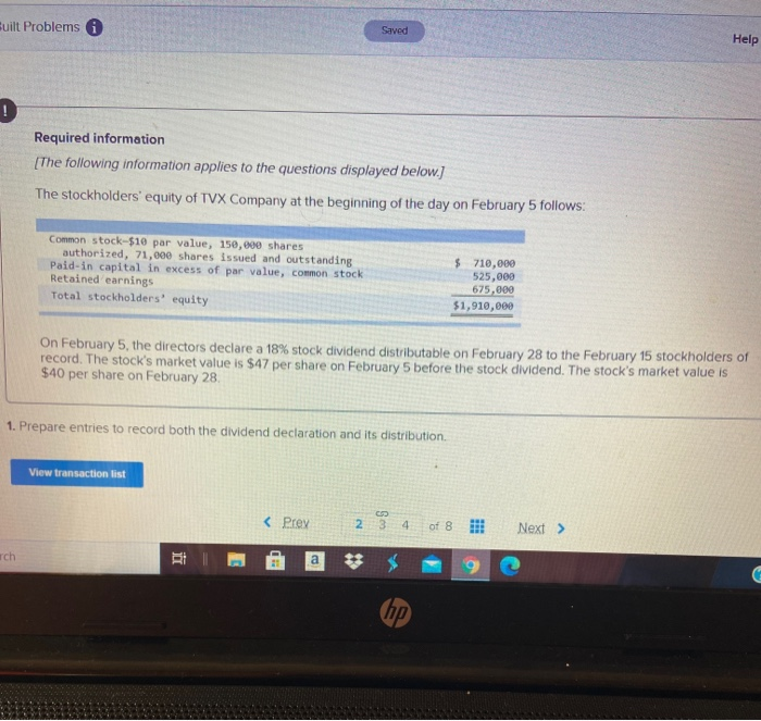 Solved uilt Problems Saved Help ! Required information The | Chegg.com Solved uilt Problems Saved Help ! Required information The | Chegg.com