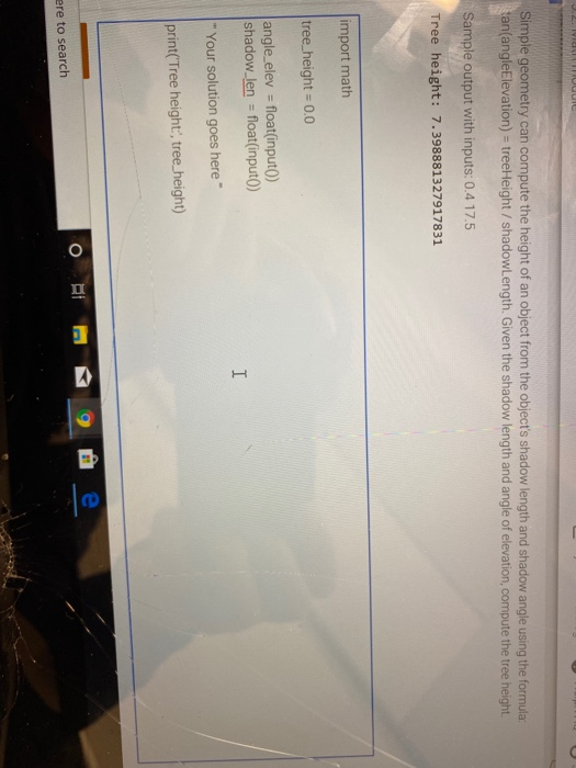 Solved Simple geometry can compute the height of an object | Chegg.com