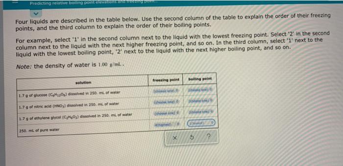 Solved Predicting relative bolling point elevations and Four | Chegg.com