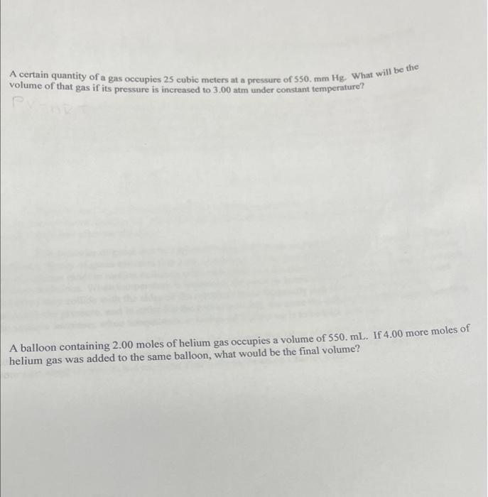 Solved A certain quantity of a gas occupies 25 cubic meters | Chegg.com
