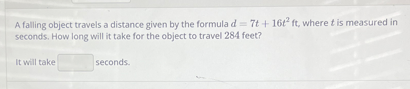 Solved A falling object travels a distance given by the | Chegg.com