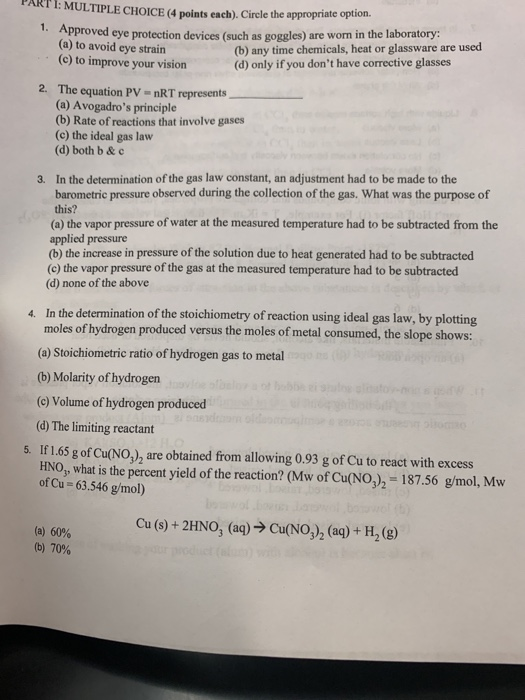 Solved FARTT: MULTIPLE CHOICE (4 points each). Circle the | Chegg.com