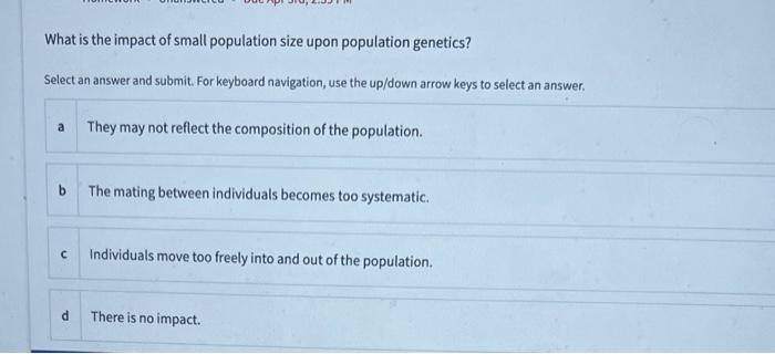 Solved What is the impact of small population size upon | Chegg.com