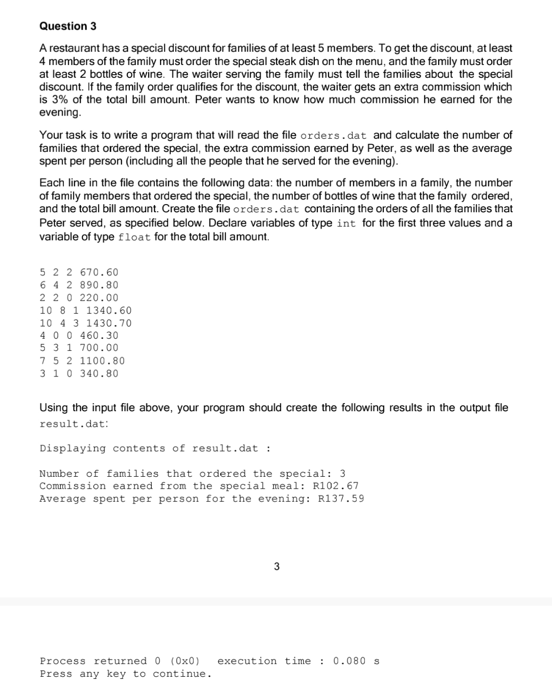 Solved Question 3A restaurant has a special discount for | Chegg.com