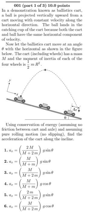 Solved 001 (part 1 of 3) 10.0 points In a demonstration | Chegg.com