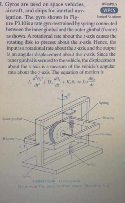 Solved 7. Gyros are used on space vehicles, WileyPLUS | Chegg.com