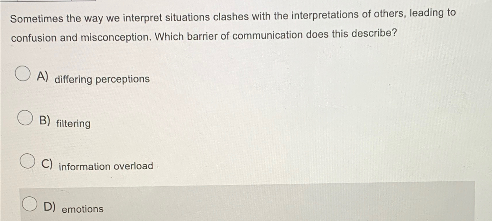 Solved Sometimes the way we interpret situations clashes | Chegg.com