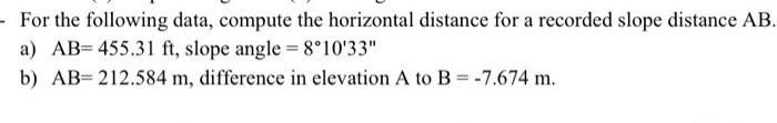 Solved For the following data, compute the horizontal | Chegg.com