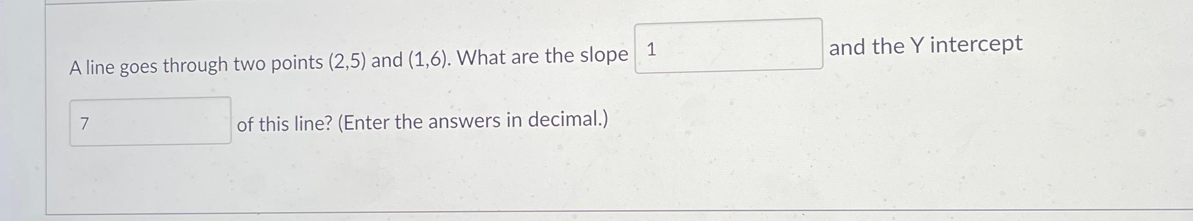 Solved A line goes through two points (2,5) ﻿and (1,6). | Chegg.com