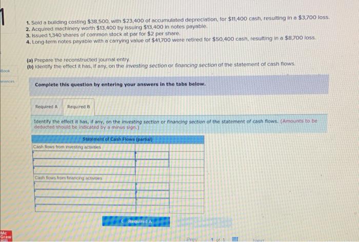 Solved For each of the following separate transactions: 1. | Chegg.com