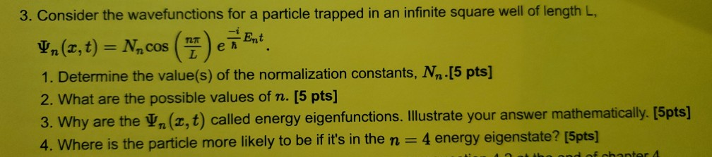 Solved пт eh 3. Consider the wavefunctions for a particle | Chegg.com