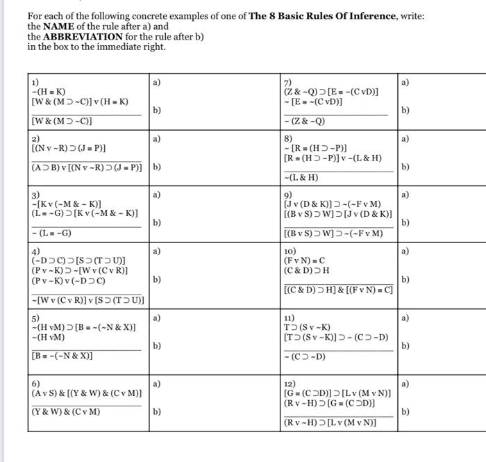 For each of the following concrete examples of one of | Chegg.com