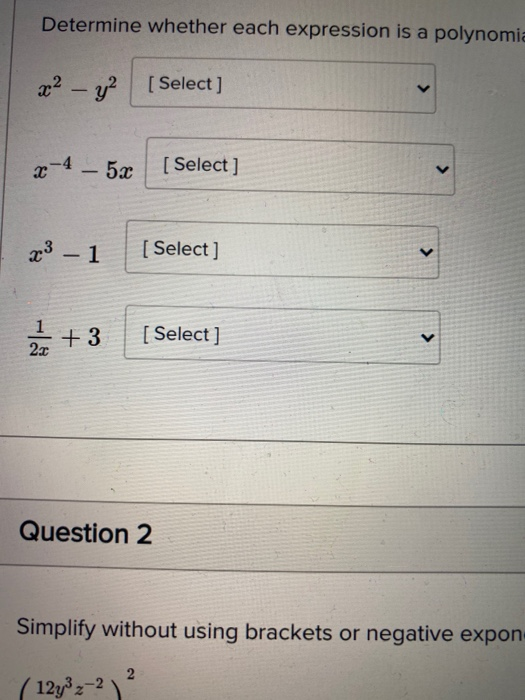 Solved Determine whether each expression is a polynomia x2 - | Chegg.com