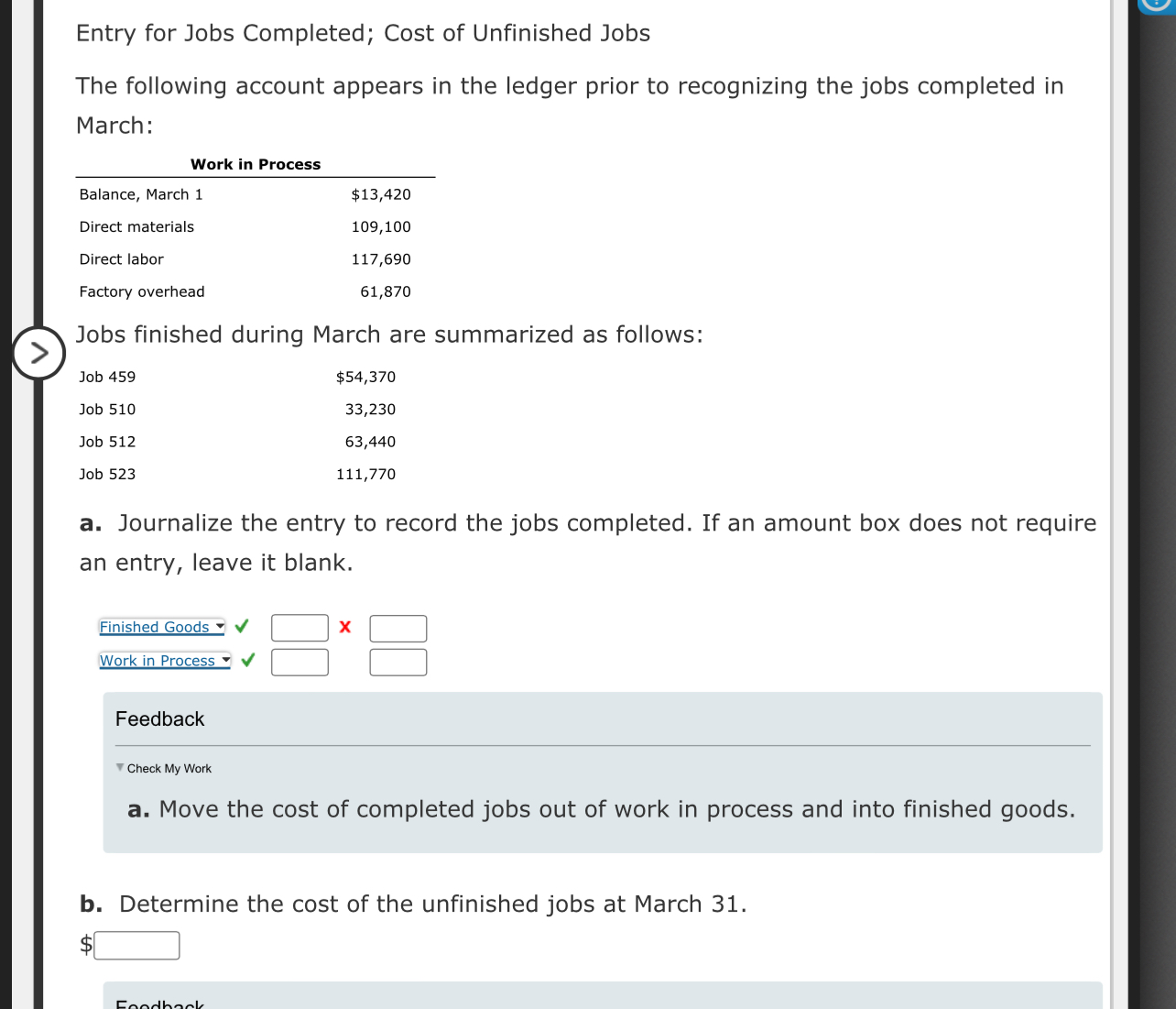 Solved Entry for Jobs Completed; Cost of Unfinished JobsThe | Chegg.com