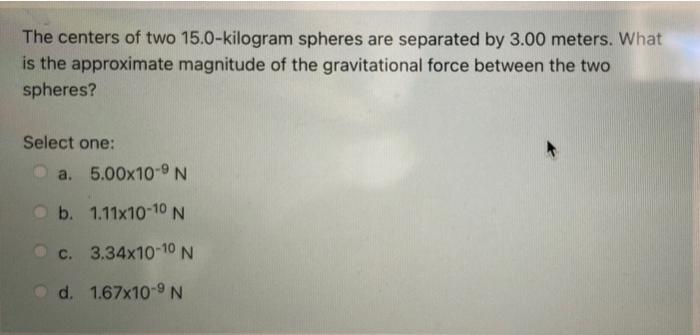 Solved The centers of two 15.0-kilogram spheres are | Chegg.com