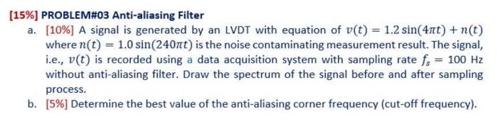 Solved [15\%] PROBLEM\#03 Anti-aliasing Filter a. [10\%] A | Chegg.com