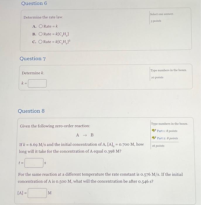 Solved Use the following information to answer questions 6 | Chegg.com