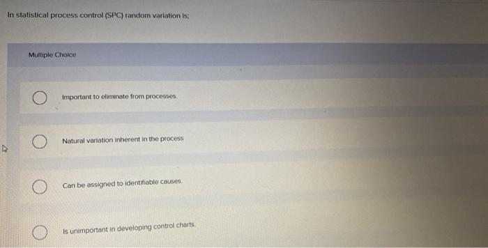 Solved In statistical process control (SPC) random variation | Chegg.com