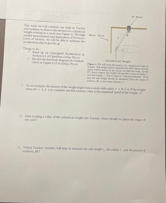 Solved DC Motor Meter Stick e L This week we will combine | Chegg.com
