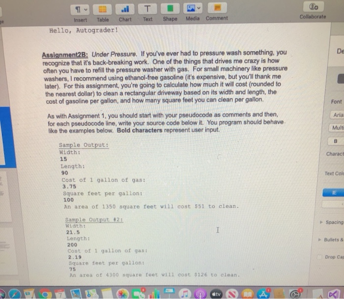 Solved T do Collaborate 1 Insert Table Chart Hello, | Chegg.com