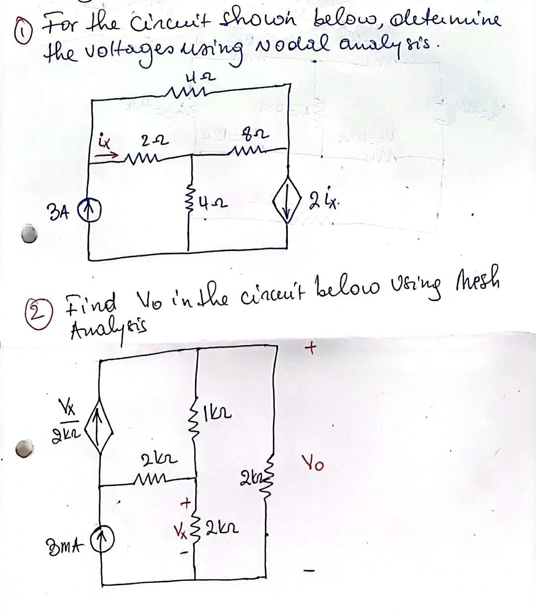 Solved question one. determine voltage using nodle analysis. | Chegg.com