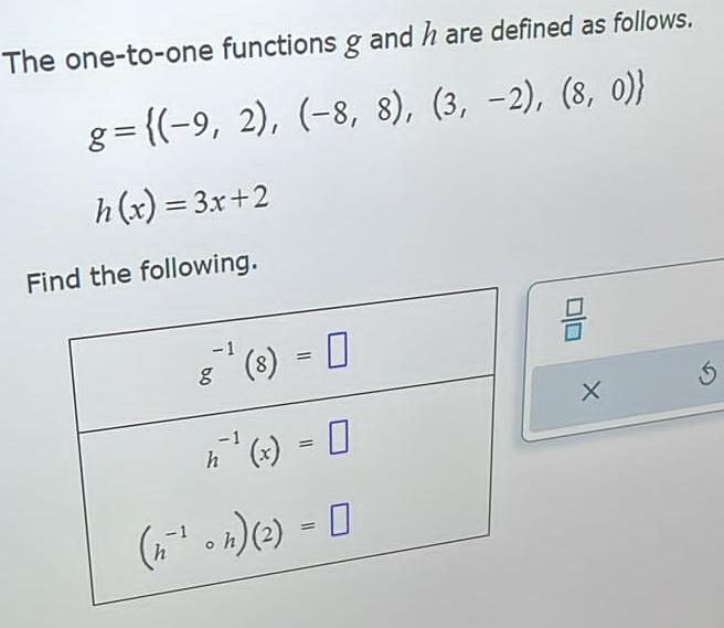 Solved The one-to-one functions g ﻿and h ﻿are defined as | Chegg.com