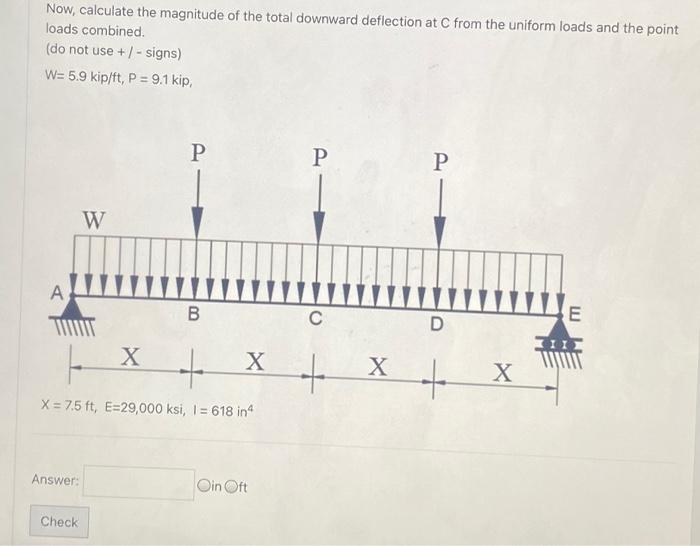 Solved For this problem you will calculate the deflection in | Chegg.com