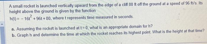 Solved A small rocket is launched vertically upward from the | Chegg.com
