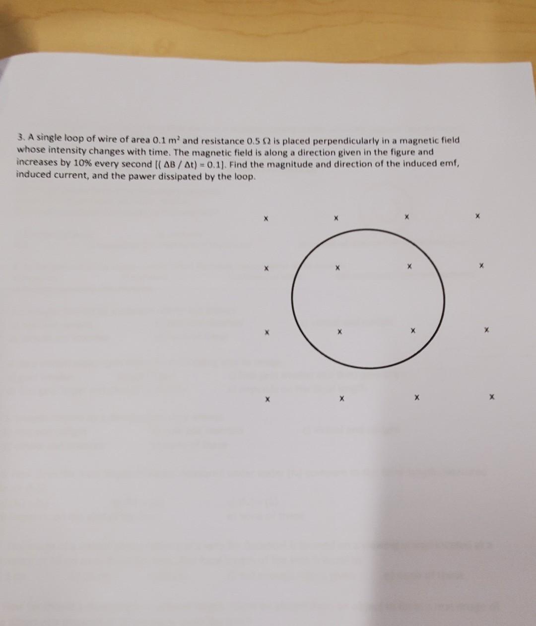 3. A single loop of wire of area 0.1 m2 and | Chegg.com