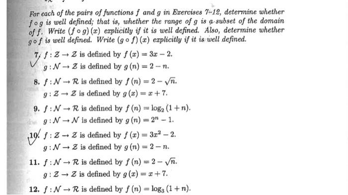 Solved For each of the pairs of functions f and g in | Chegg.com