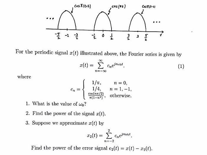 Solved For the periodic signal x(t) illustrated above, the | Chegg.com