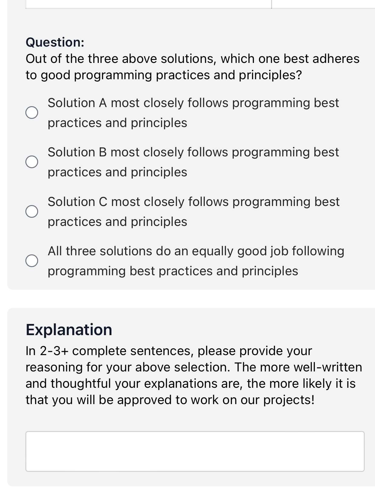 Solved Question:Out of the three above solutions, which one | Chegg.com