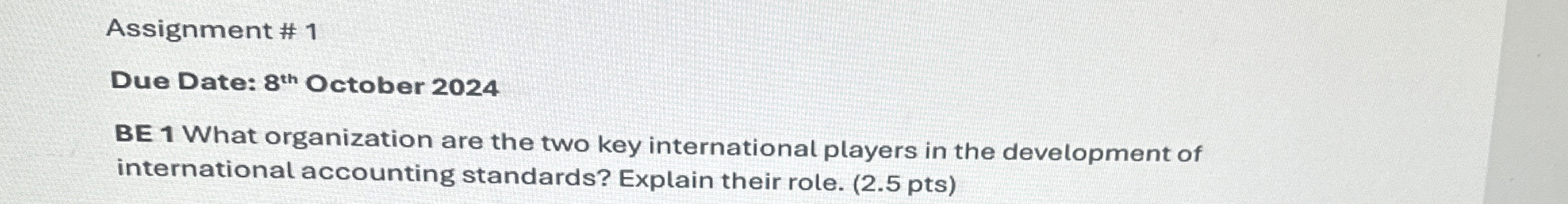 Solved Assignment # 1Due Date: 8th ﻿October 2024BE 1 ﻿What | Chegg.com