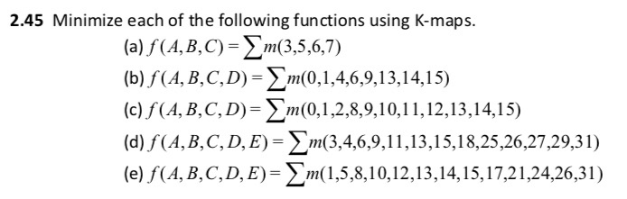 Solved 2.46 Minimize the following functions containing | Chegg.com