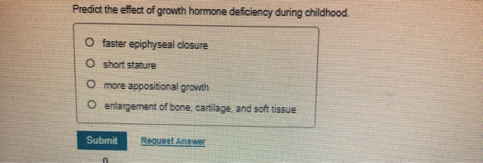 Solved Predict the effect of growth hormone deficiency | Chegg.com