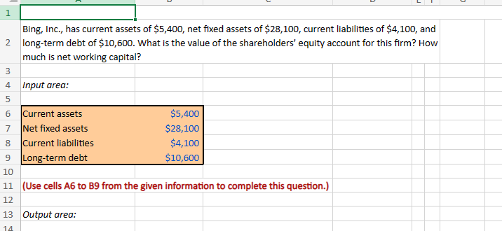 Solved Bing, Inc., has current assets of $5,400, ﻿net fixed | Chegg.com