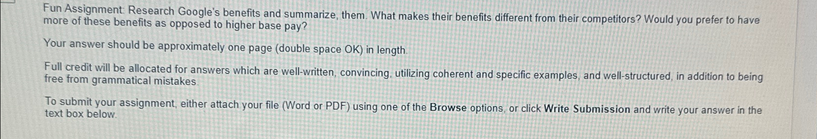 Solved Fun Assignment Research Google's benefits and | Chegg.com