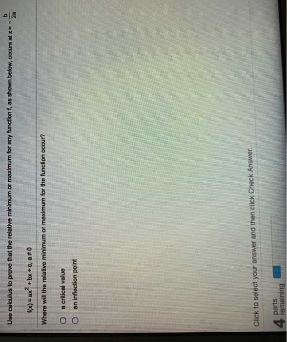 Solved Use calculus to prove that the relative minimum or | Chegg.com