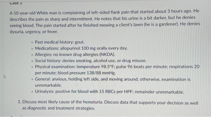 Solved A 50-year-old White man is complaining of left-sided | Chegg.com