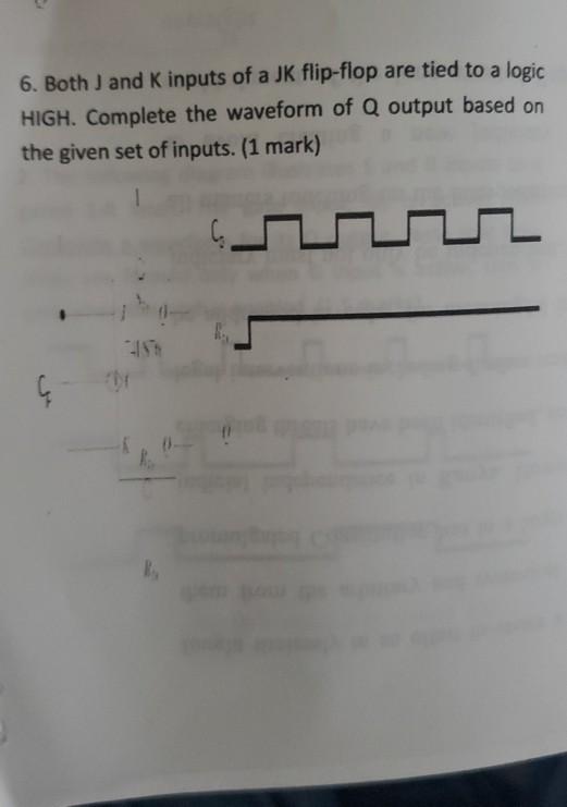 Solved 6. Both J and K inputs of a JK flip-flop are tied to | Chegg.com