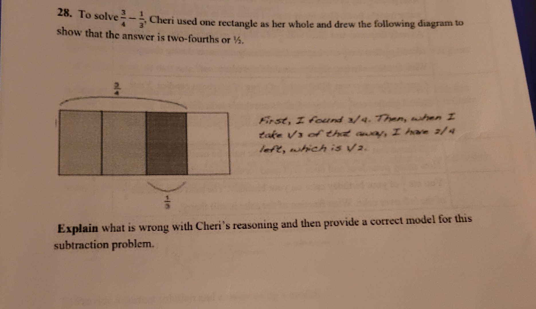 Solved To solve 34-13, ﻿Cheri used one rectangle as her | Chegg.com