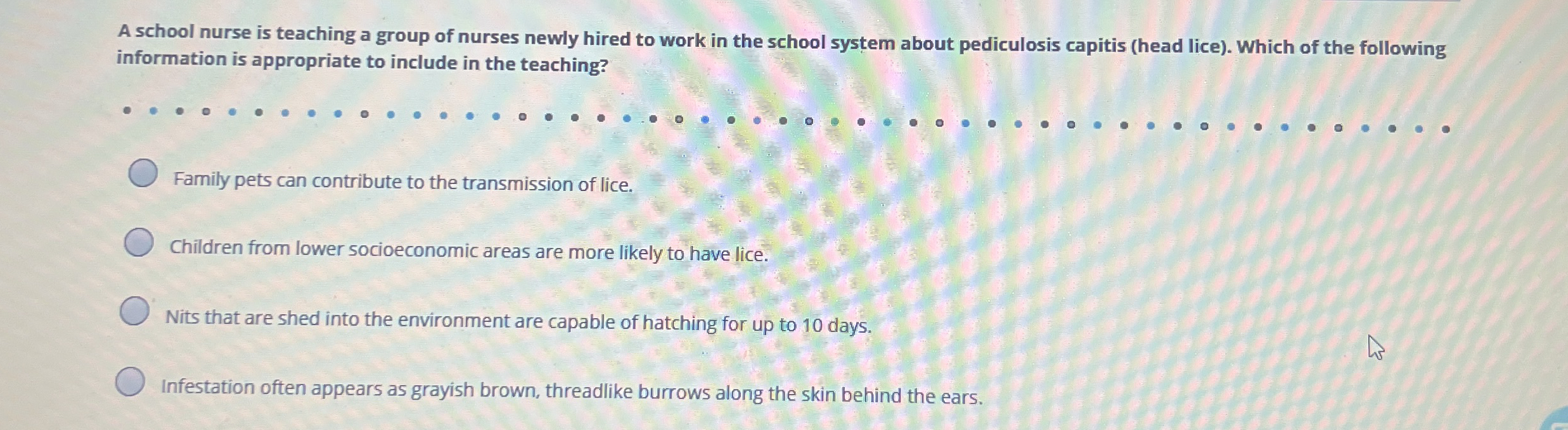 Solved A school nurse is teaching a group of nurses newly | Chegg.com