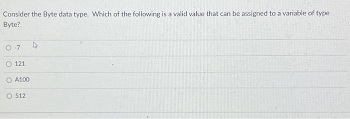 Solved Consider the Byte data type. Which of the following | Chegg.com