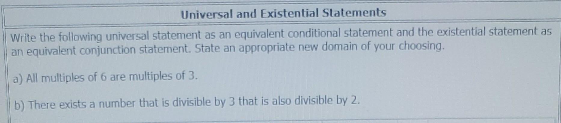 Solved Write the following universal statement as an | Chegg.com