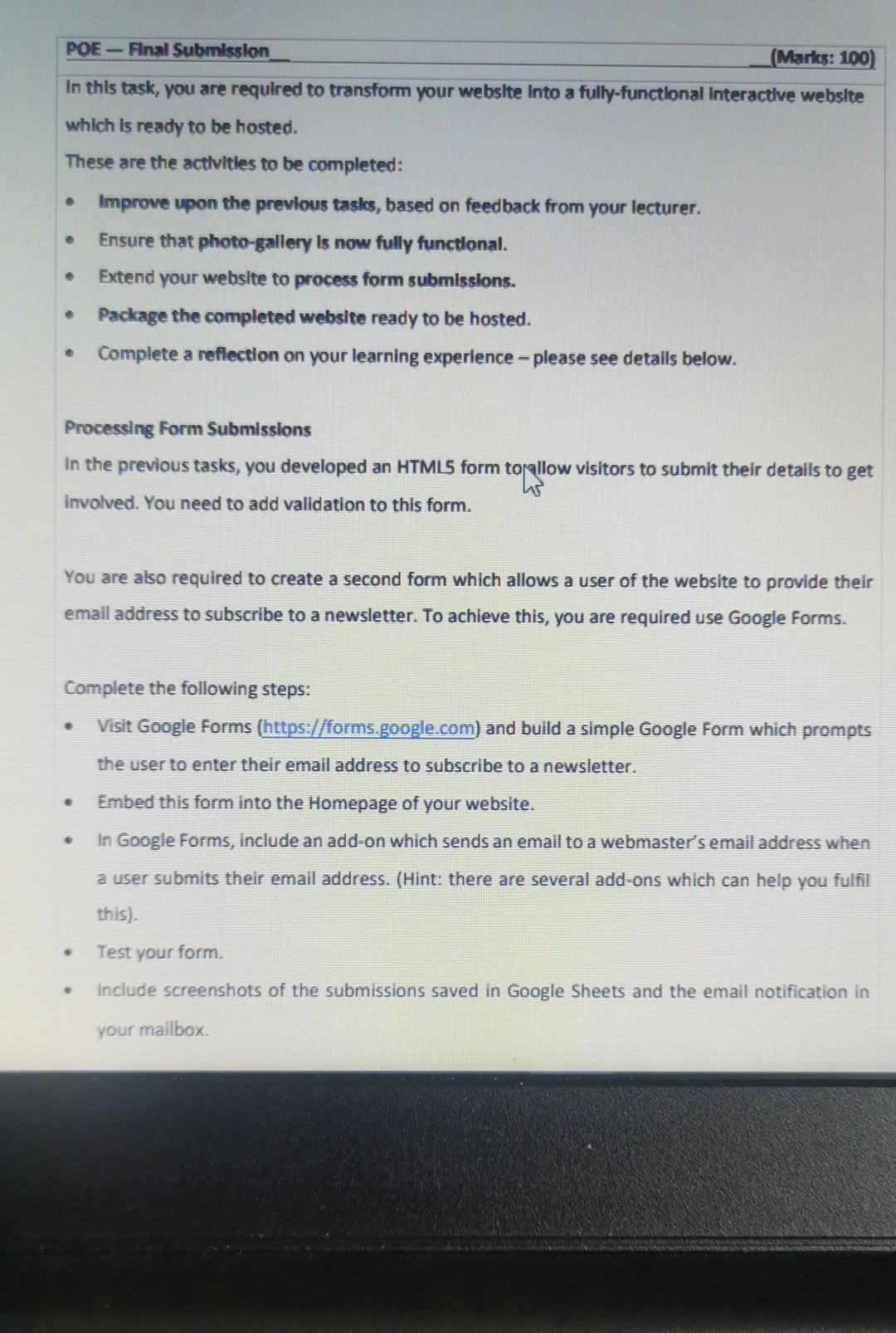 POE - Final Submission (Marks: 100) In this task, you | Chegg.com