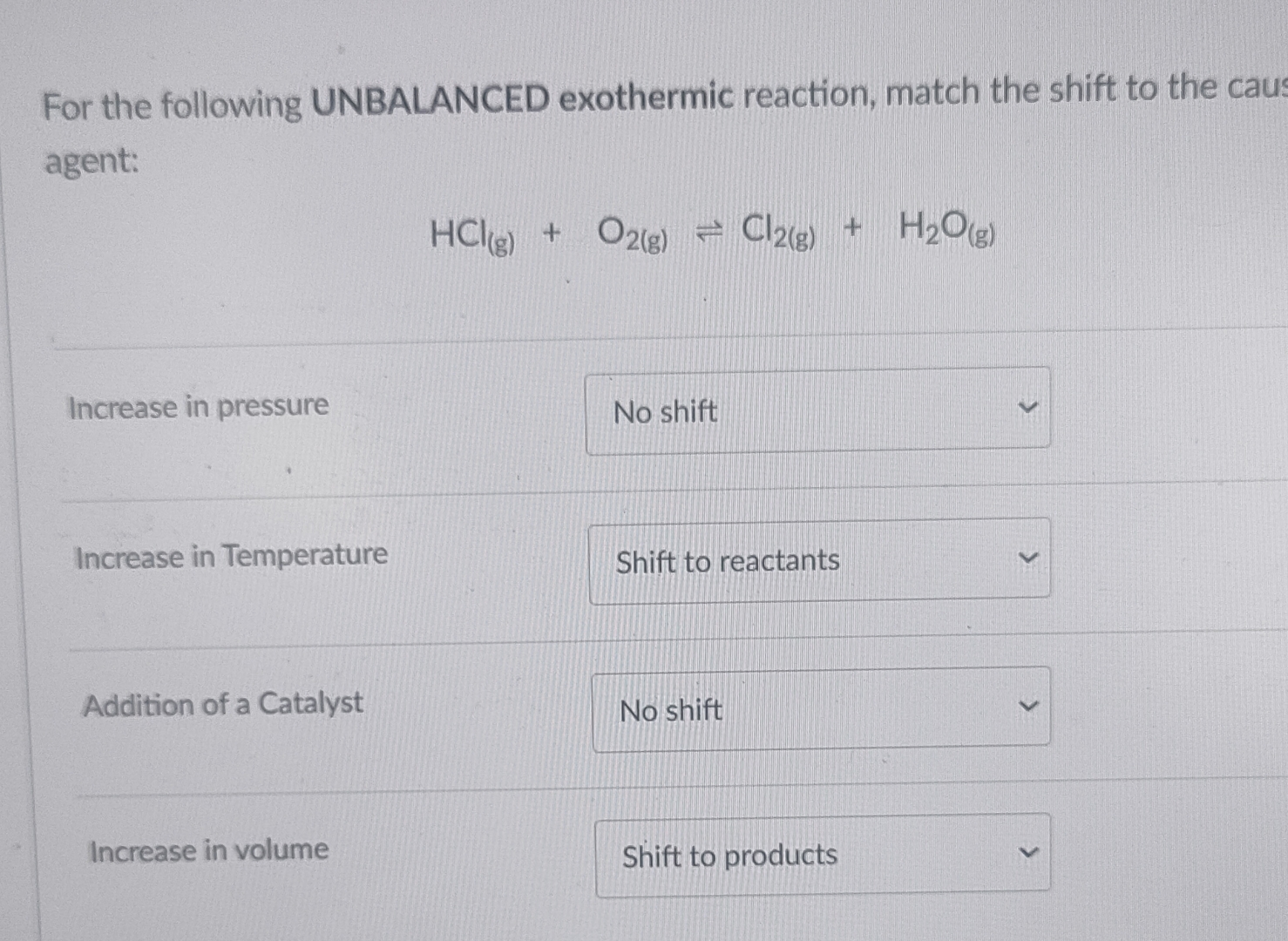 Solved For the following UNBALANCED exothermic reaction, | Chegg.com