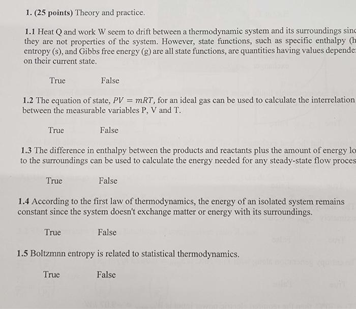 Solved 1. (25 points) Theory and practice. 1.1 Heat Q and | Chegg.com