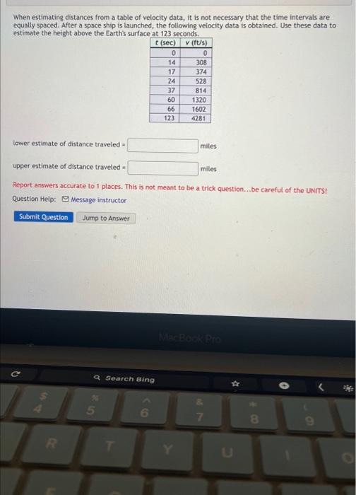 Solved When estimating distances from a table of velocity | Chegg.com