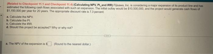 Solved (Related to Checkpoint 11.1 and Checkpoint. 11.4) | Chegg.com