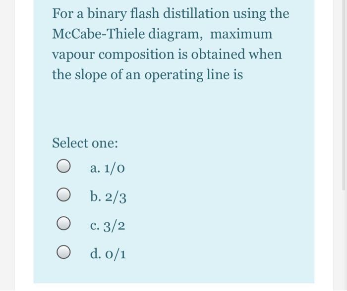 Solved For a binary flash distillation using the | Chegg.com